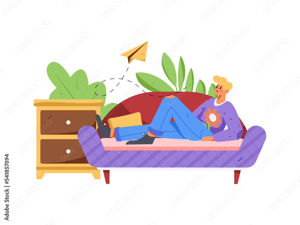 Living room home rest character scene flat vector concept operation ...