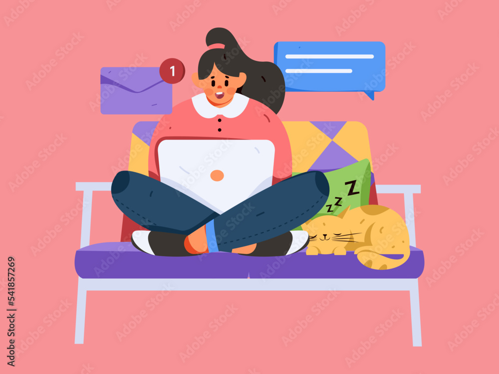 Living room home rest character scene flat vector concept operation ...