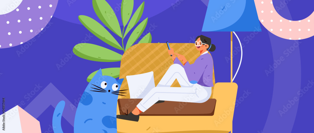 Living room home rest character scene flat vector concept operation ...