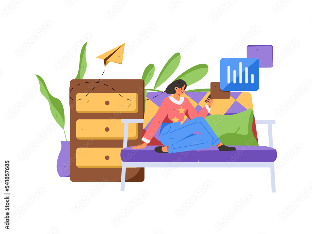 Living room home rest character scene flat vector concept operation ...