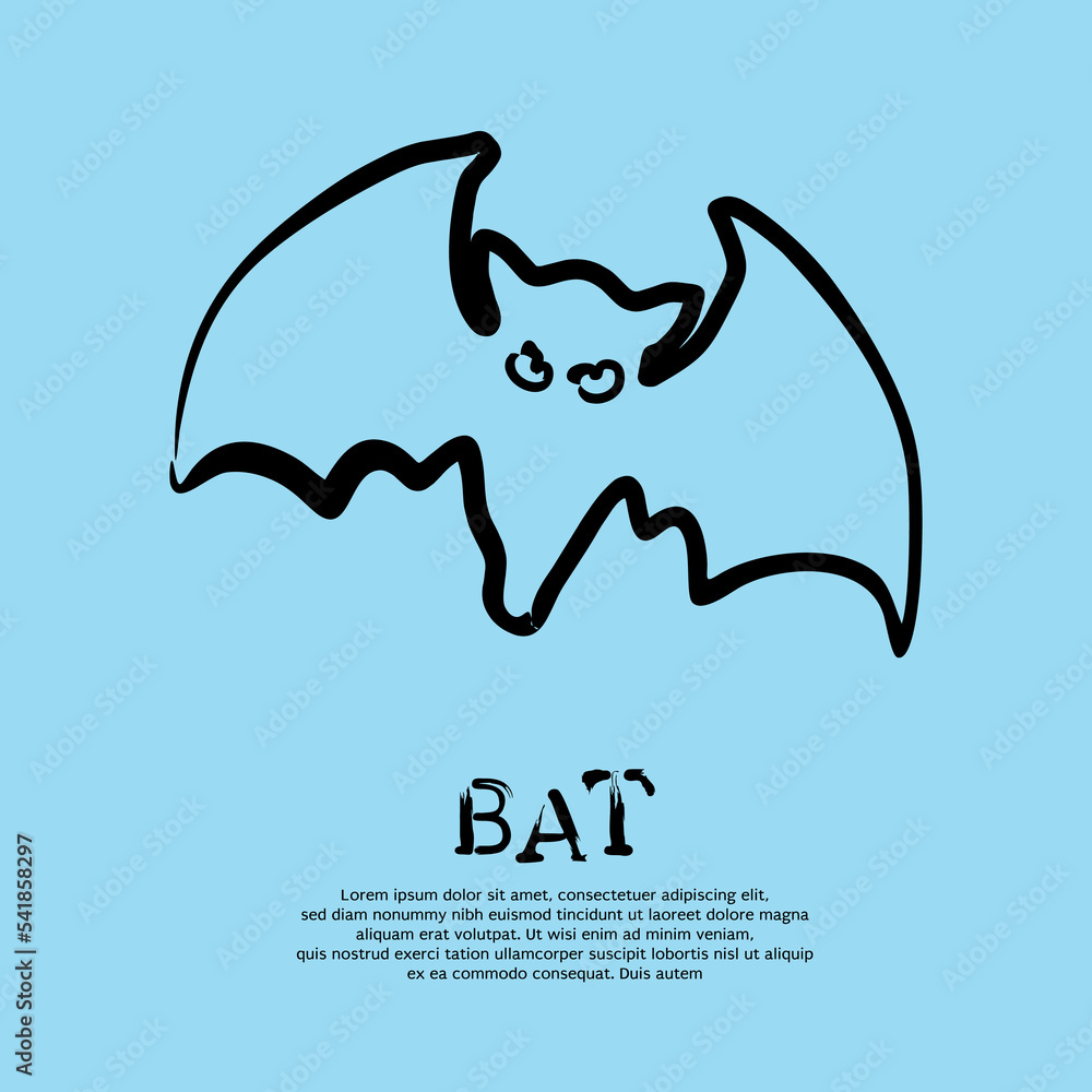 Minimalist abstract bat hand drawing. Vector illustration Stock Vector ...
