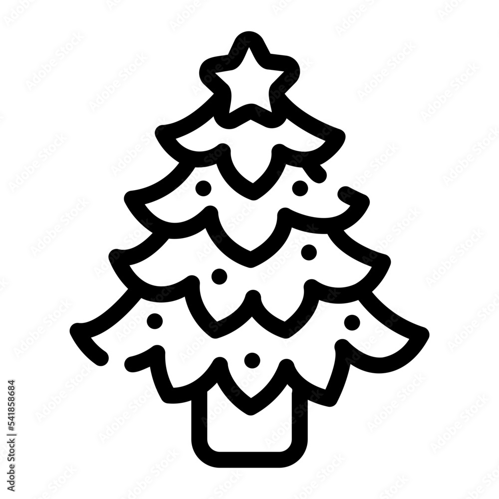 christmas tree line icon Stock Vector | Adobe Stock