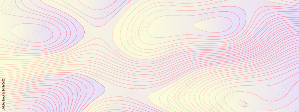 The stylized multicolored abstract topographic map with lines and circles background ...