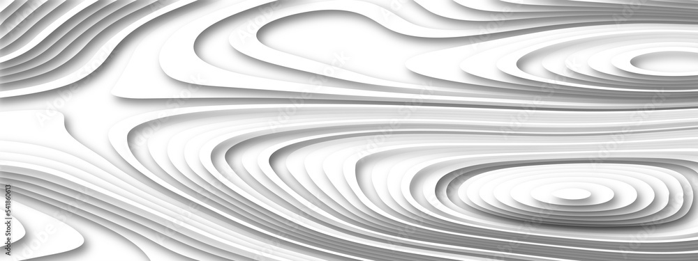 Abstract white paper cut and topographic map with lines and circles ...