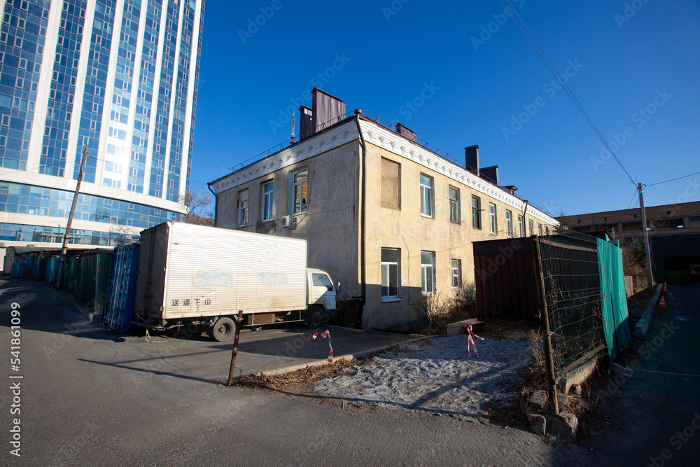 January, 2018 - Vladivostok, Russia - Residential two-story barrack in ...
