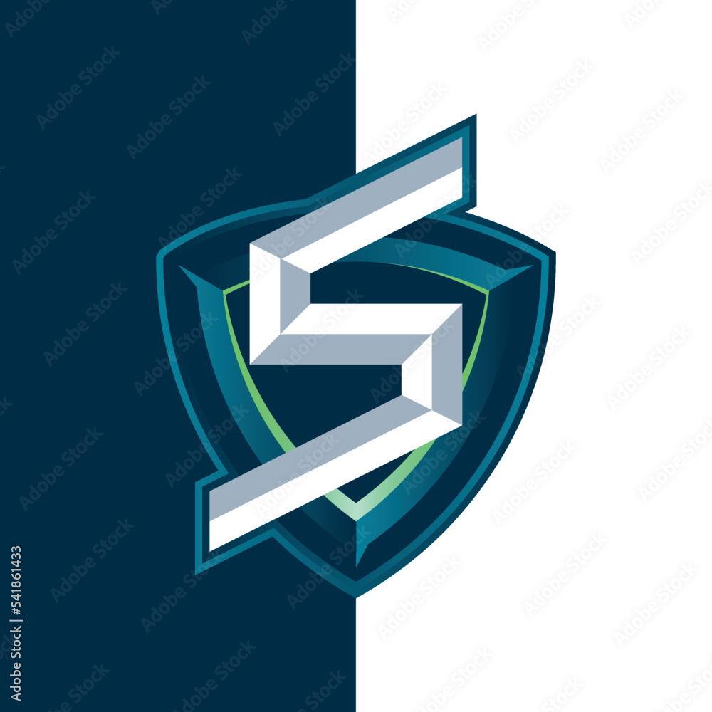 the esports alphabet logo is formed from the letter S and a shield as ...