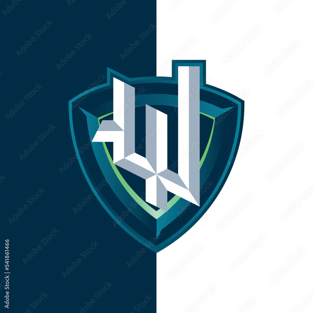 the esports alphabet logo is formed from the letter W and a shield as ...