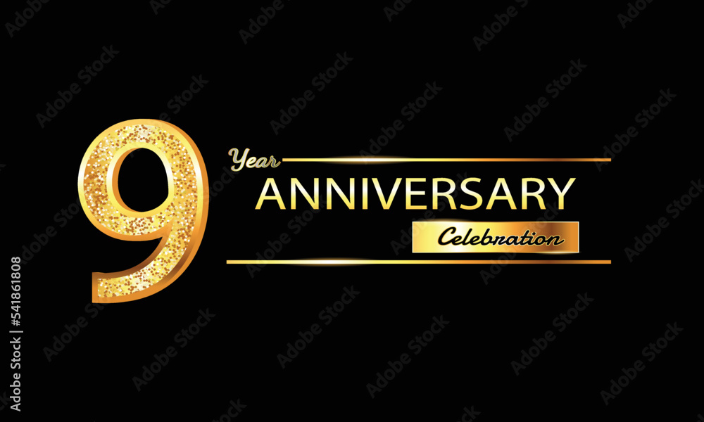 9 Year Anniversary celebration Vector Design. 9th Anniversary ...