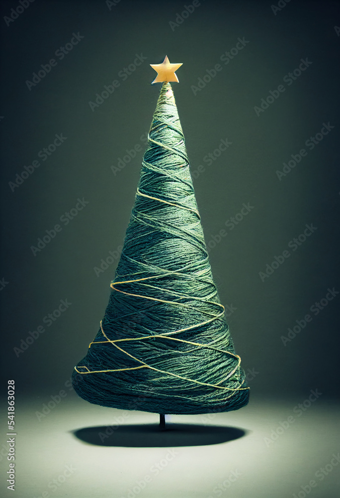 an isolated yarn christmas tree in a empty background Stock ...