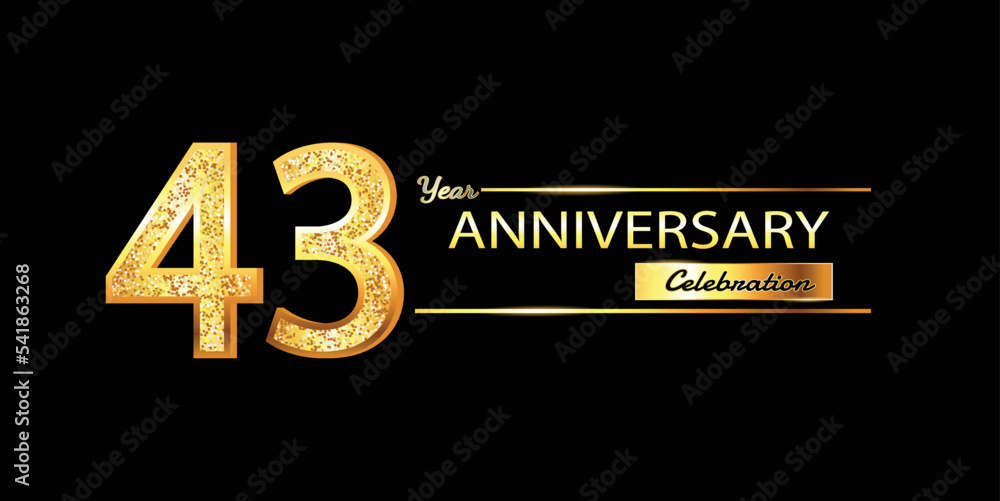 43 Year Anniversary celebration Vector Design. 43rd Anniversary celebration. Gold Luxury Banner ...