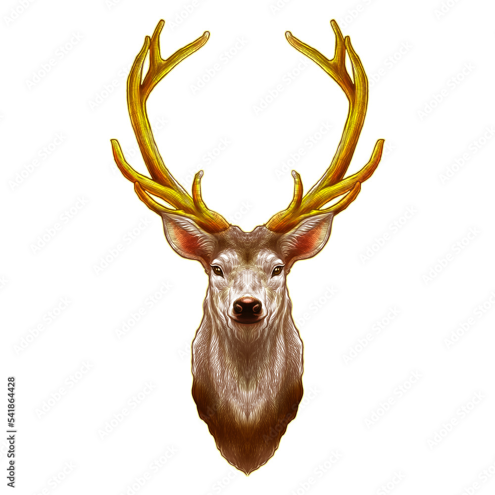 Standing deer head painting for Christmas. Illustration Stock | Adobe Stock