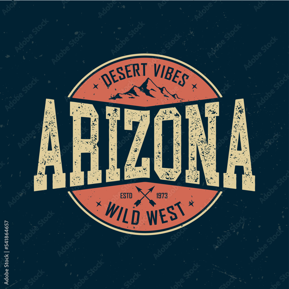 Arizona, Desert Vibes - Vintage Tee Design For Printing Stock Vector ...