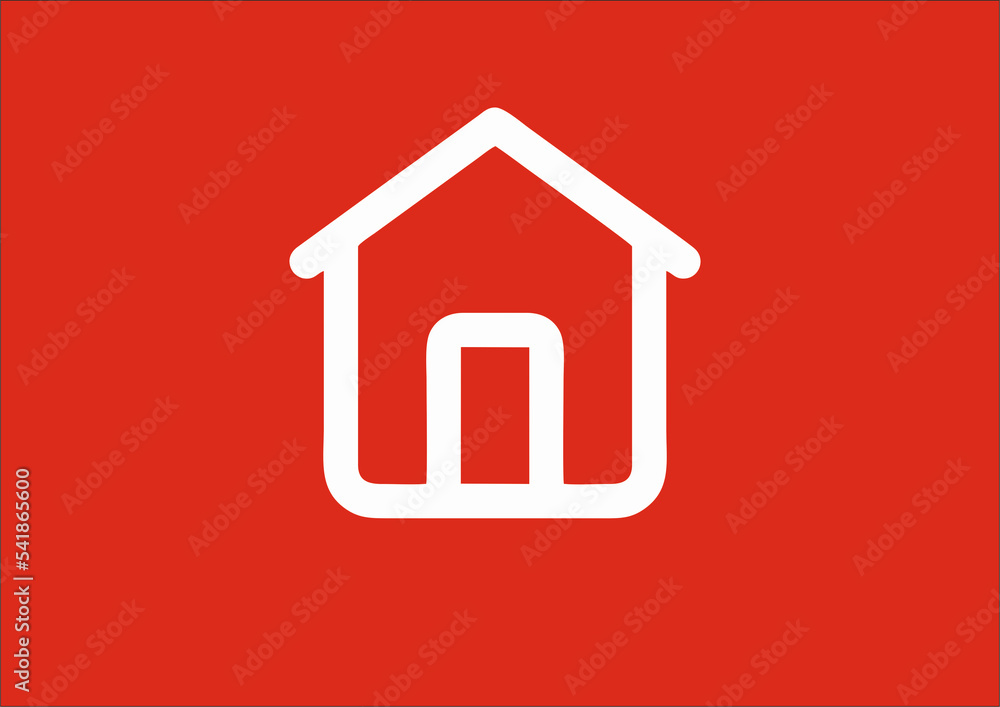 Home symbol in red background, illustration of home icon symbol in ...