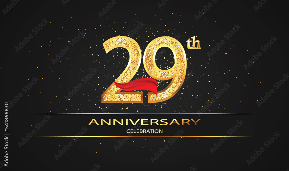 29 Year Anniversary celebration Vector Design with red ribbon and ...