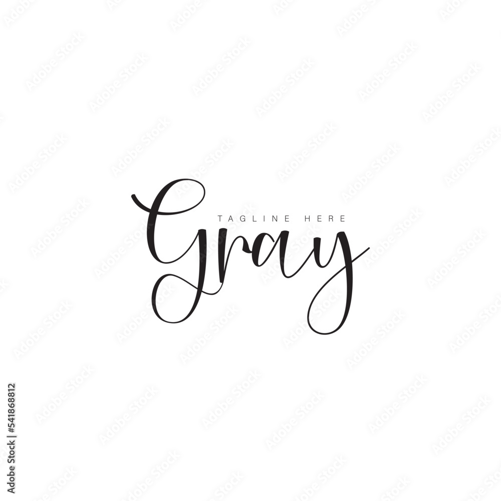 Gray signature logo design black n white Stock-Vektorgrafik | Adobe Stock