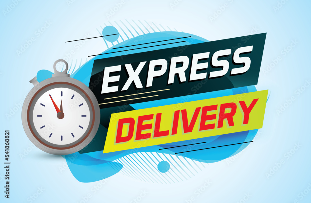 Express delivery word concept vector illustration with stopwatch style ...