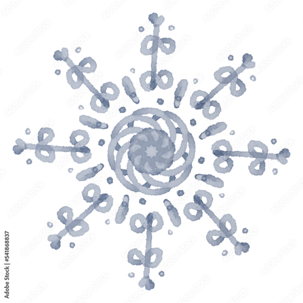Watercolor painting blue snowflake illustration Stock Illustration ...