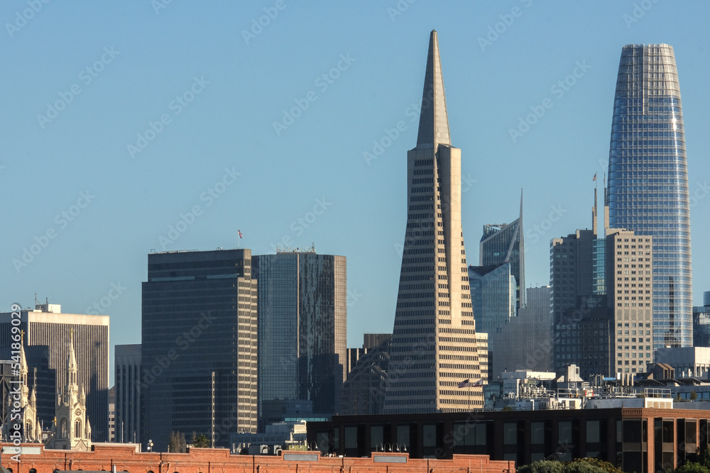 Panoramic scenic aerial view over San Francisco Bay Area with Golden ...