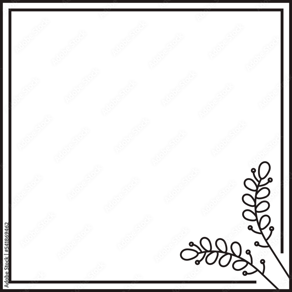 Floral Border Frame Line Art Stock Vector | Adobe Stock