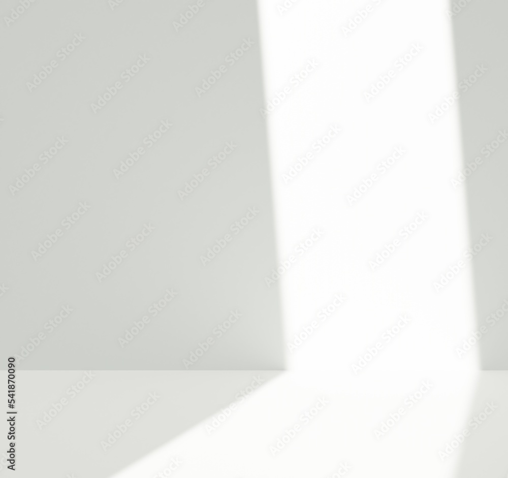 3D Empty studio room background with light from window for display ...