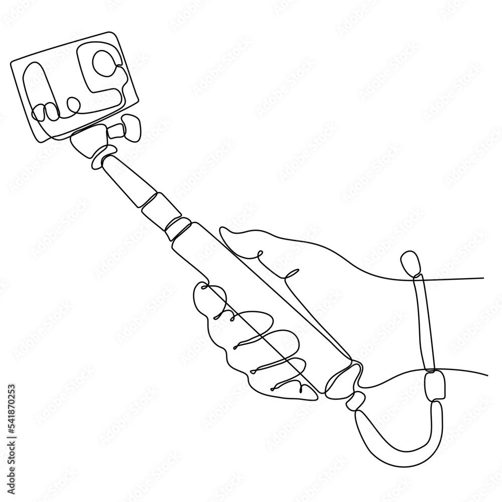 Vector Illustration of Hand Holding Digital Camera - continuous line ...
