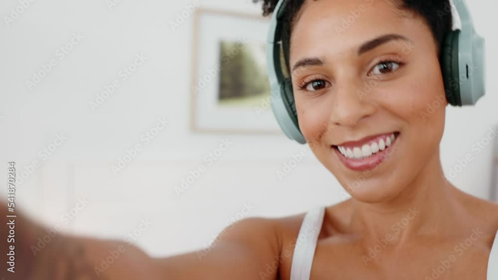 Woman dancing selfie, streaming influencer or video on internet, social ...