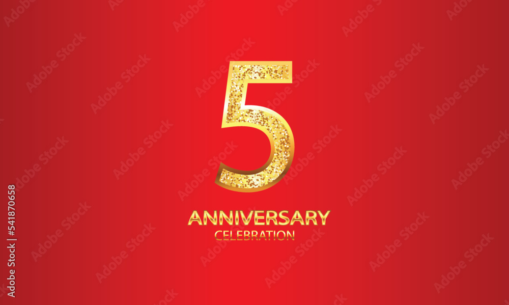 5 Year Anniversary celebration Vector Design with red background and ...