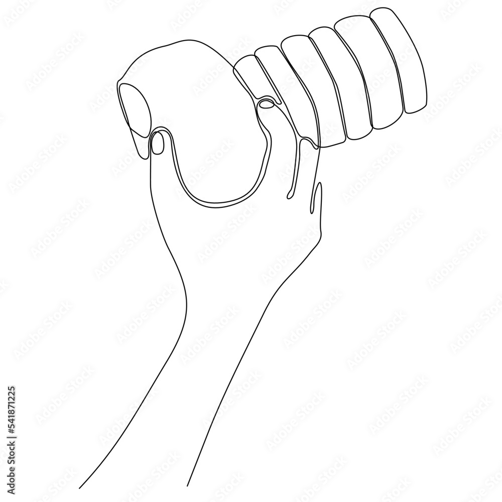 Vector Illustration of Hand Holding Digital Camera - continuous line ...