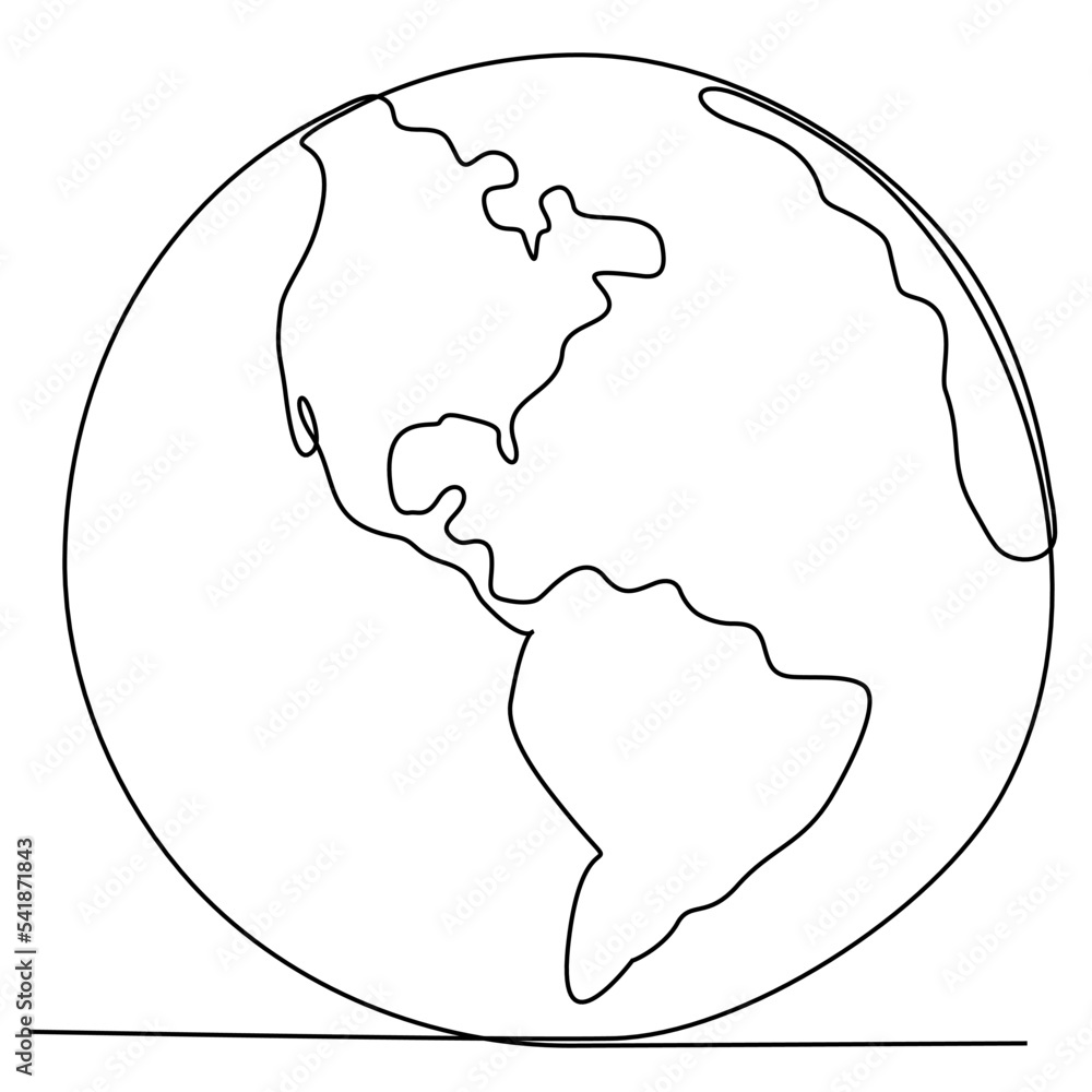 Earth school. Continuous line drawing. Vector illustration on a white ...