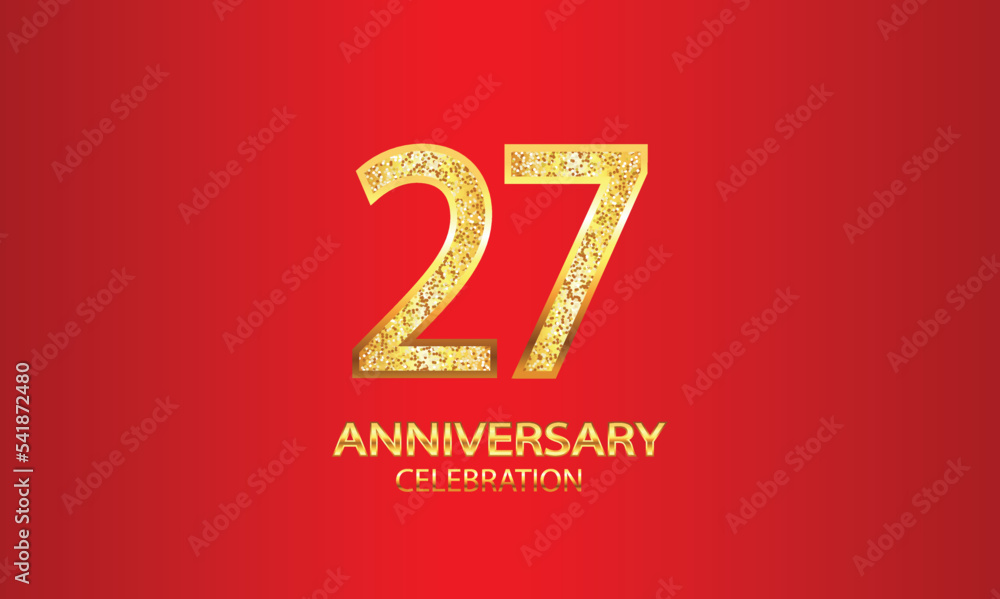 27 Year Anniversary celebration Vector Design with red background and ...