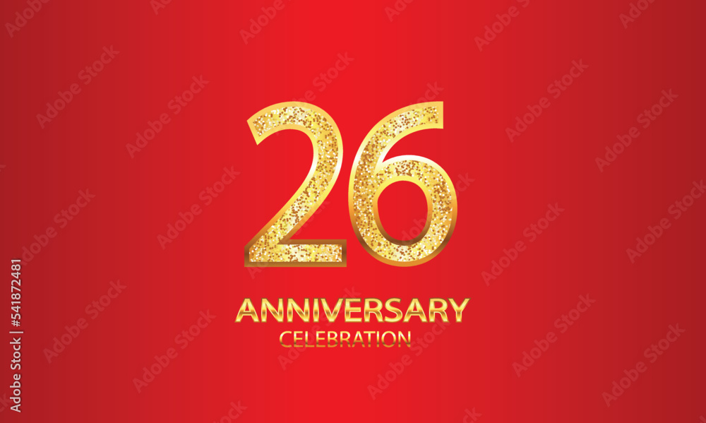 26 Year Anniversary celebration Vector Design with red background and ...