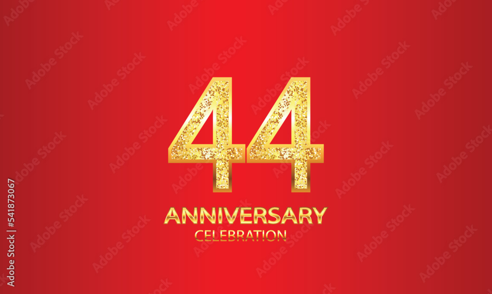 44 Year Anniversary celebration Vector Design with red background and ...