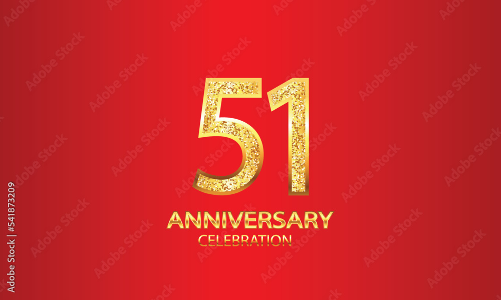 51 Year Anniversary celebration Vector Design with red background and ...