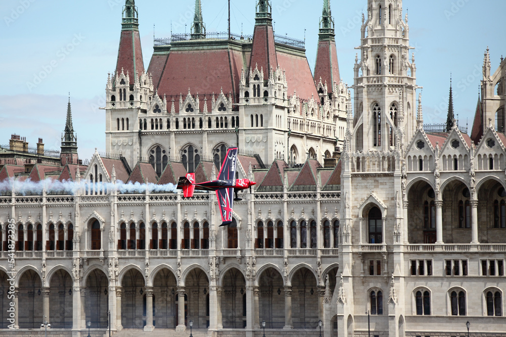 Light Sport Aircraft Flies Over The Danube River During An Open For Light Sport Aircraft Flies Over The Danube River During An Open For