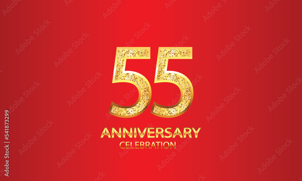 55 Year Anniversary celebration Vector Design with red background and ...