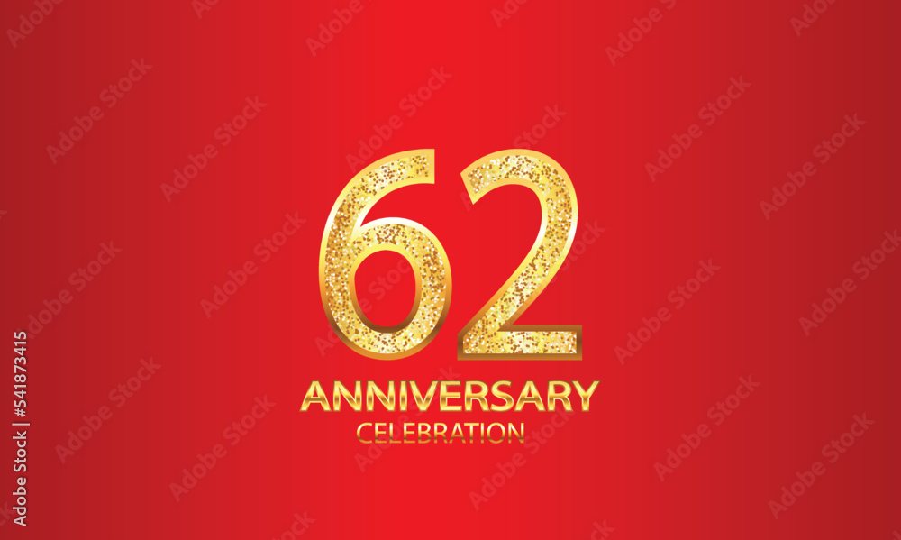 62 Year Anniversary celebration Vector Design with red background and ...