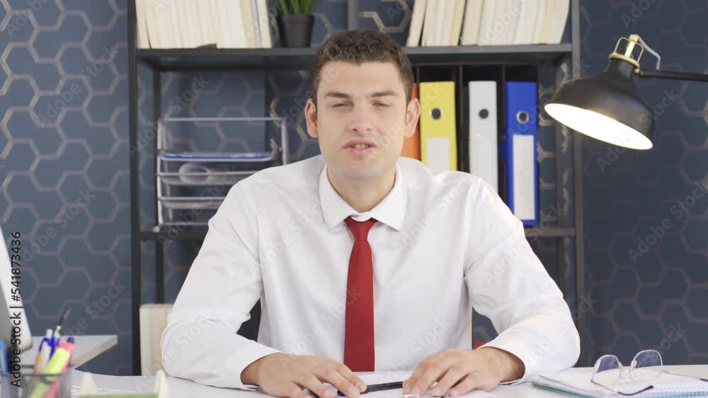 Professional businessman performs a successful business talk at his job ...