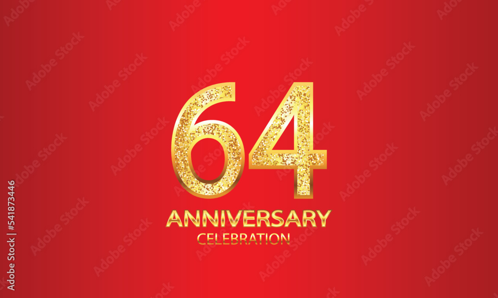 64 Year Anniversary celebration Vector Design with red background and ...