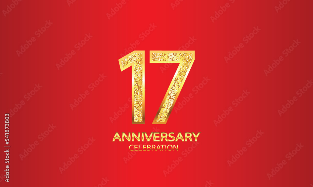 17 Year Anniversary celebration Vector Design with red background and ...
