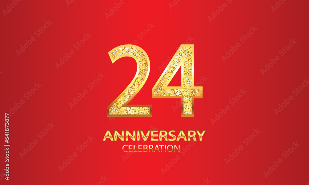 24 Year Anniversary celebration Vector Design with red background and ...