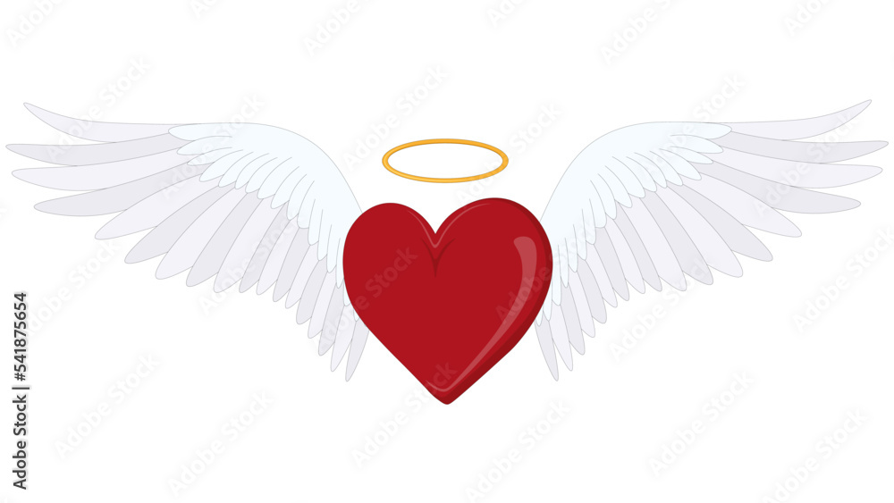 Angel heart art drawing tattoo sketch vector illustration Stock Vector ...