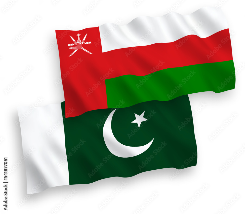 National vector fabric wave flags of Sultanate of Oman and Pakistan ...