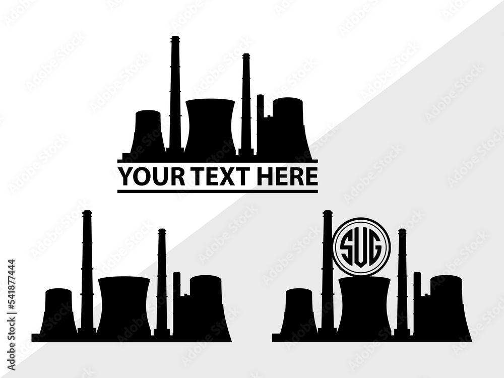 Coal Power Plant SVG, Coal Power Plant Monogram, Industry Smoke Power ...
