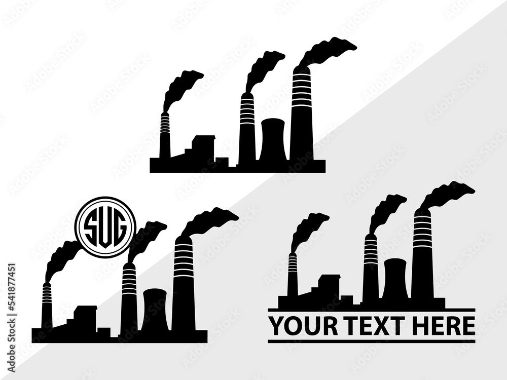 Coal Power Plant SVG, Coal Power Plant Monogram, Industry Smoke Power ...