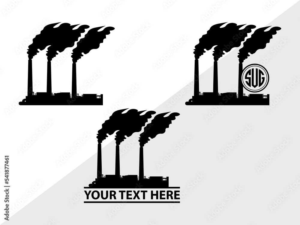 Coal Power Plant SVG, Coal Power Plant Monogram, Industry Smoke Power ...