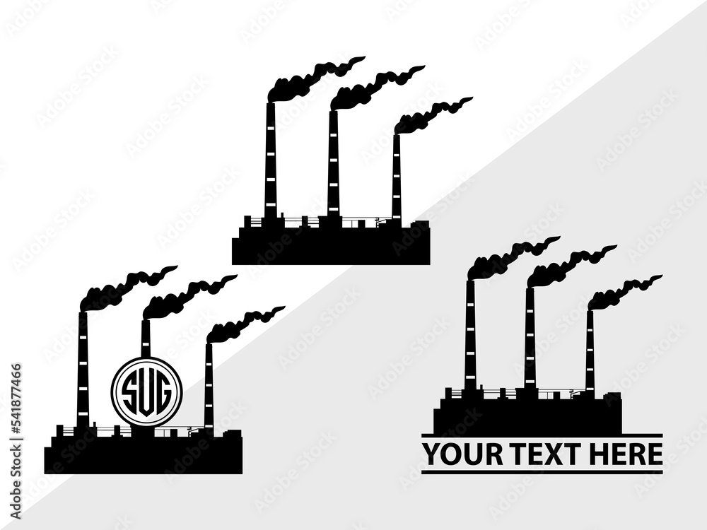 Coal Power Plant SVG, Coal Power Plant Monogram, Industry Smoke Power ...