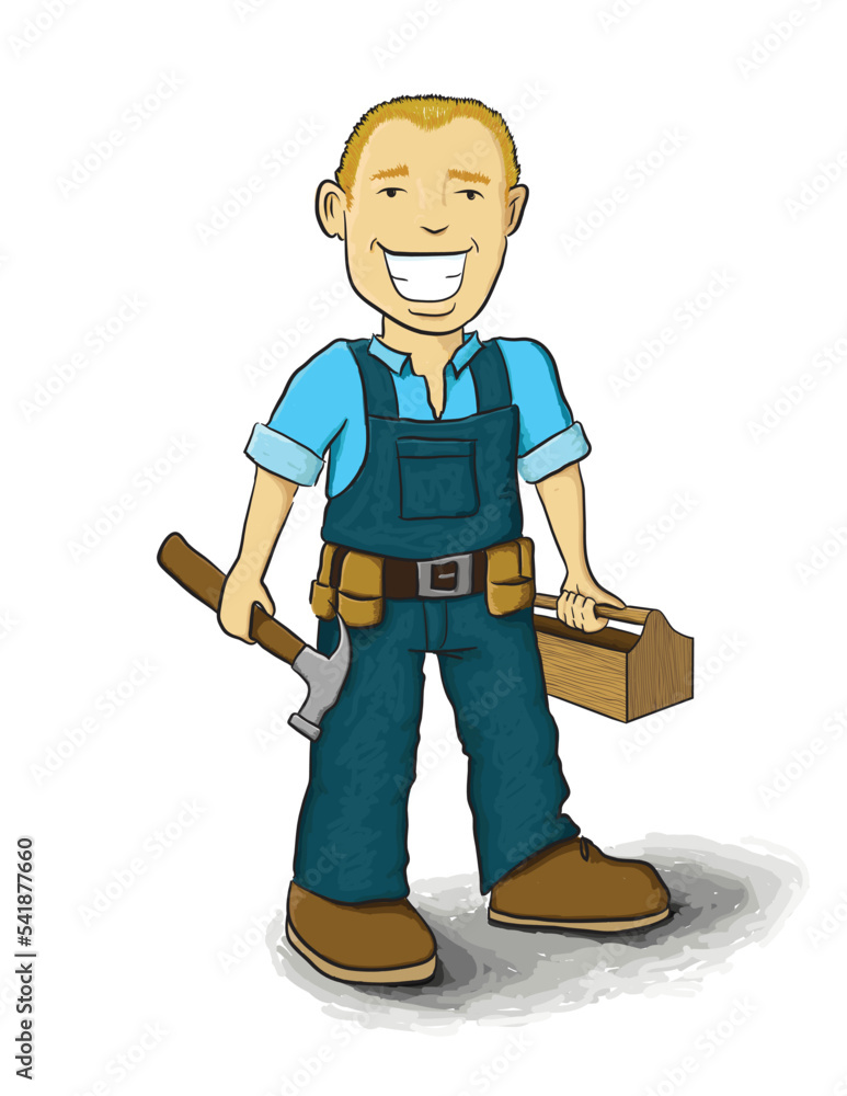 Handyman with hammer and tool box Stock Vector | Adobe Stock