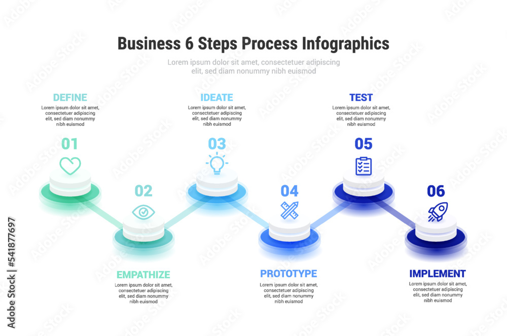Business 6 Steps Process Infographics Stock Vector | Adobe Stock