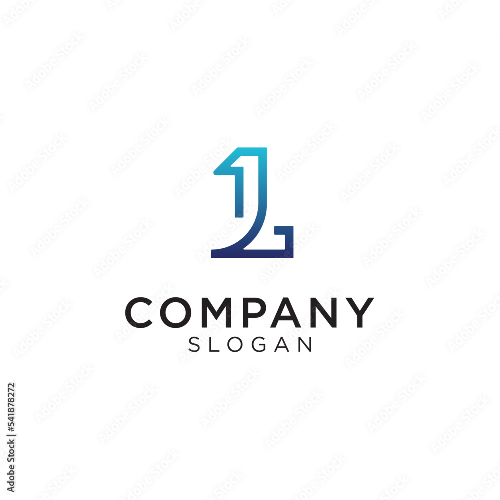simple letter logo with a combination of number shapes 1. 1L or L1 ...