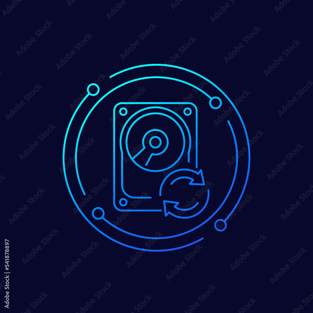 HDD backup, hard drive recovery icon, linear design Stock Vector ...